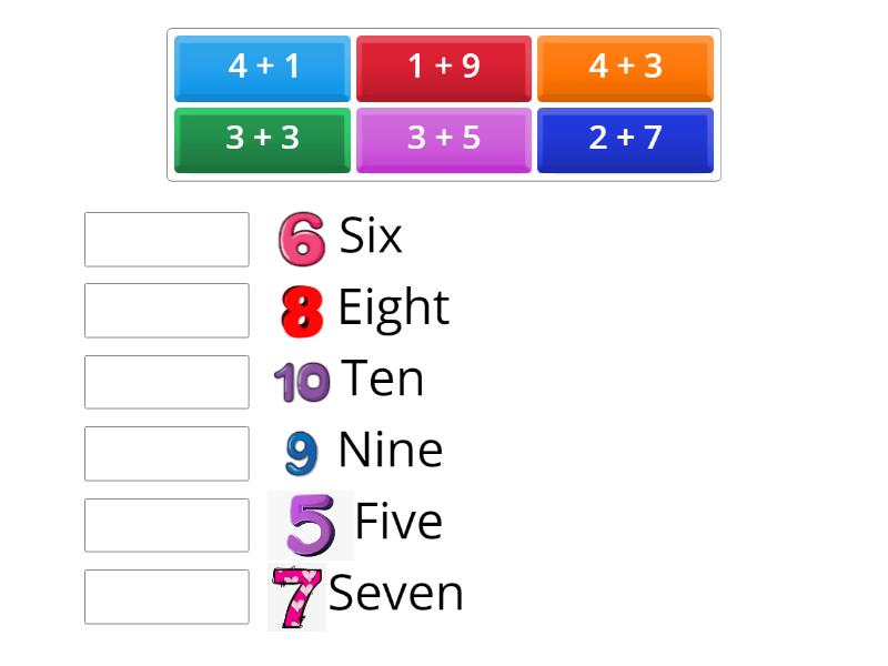 Additions - Drag and drop each addition with its result - Match up