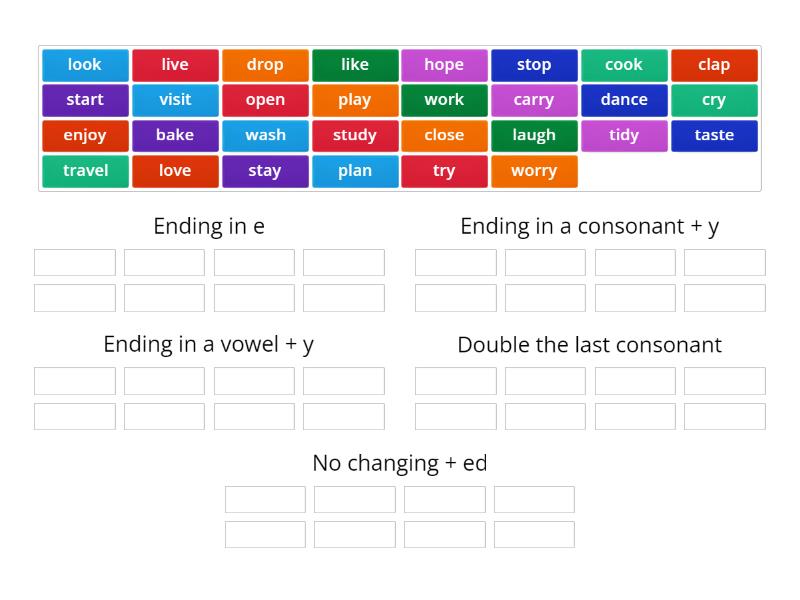 Spelling Past Simple - Group sort