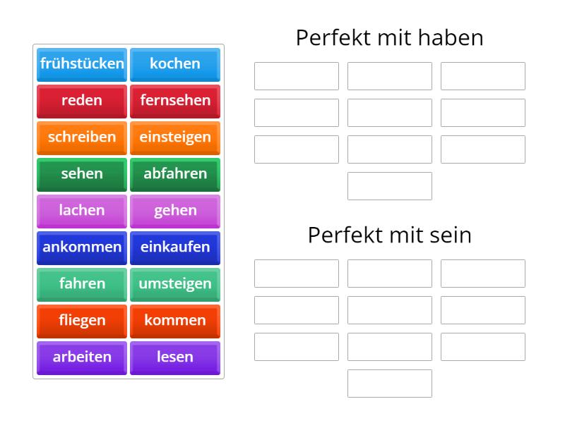 Perfekt mit haben oder mit sein? - Group sort