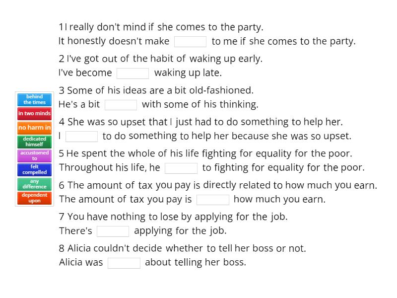 Exercise 9: Collocations and fixed phrases - Complete the sentence