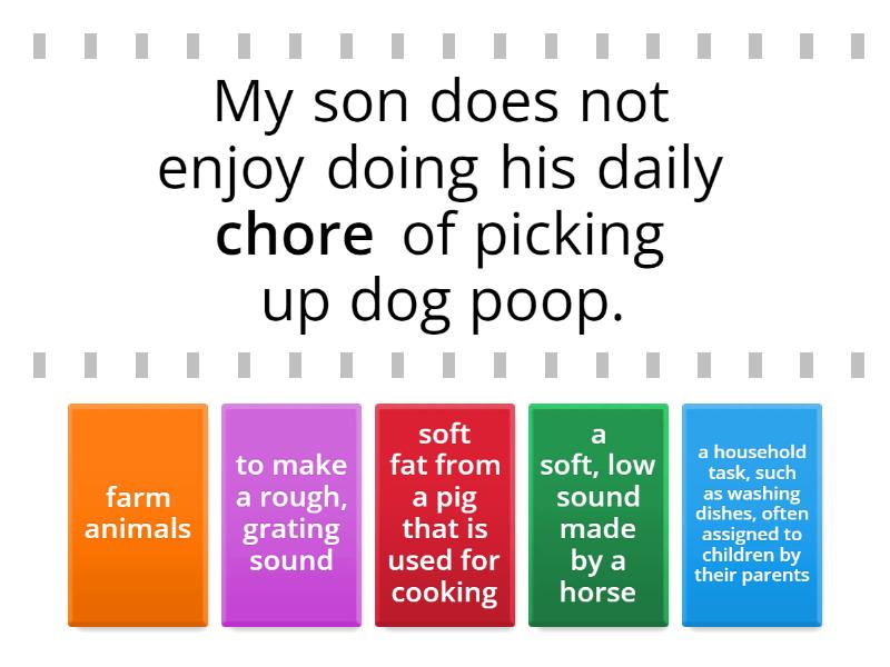 "Dust" Vocabulary Sentences - Find the match