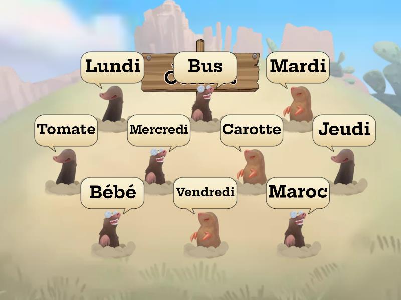 Trouvez les jours de la semaine - Whack-a-mole
