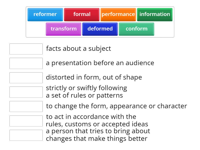 Base Word: 'form' - Match up
