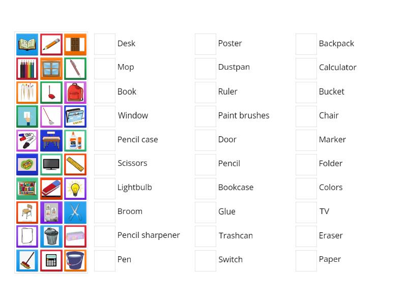 Classroom Objects - Match up