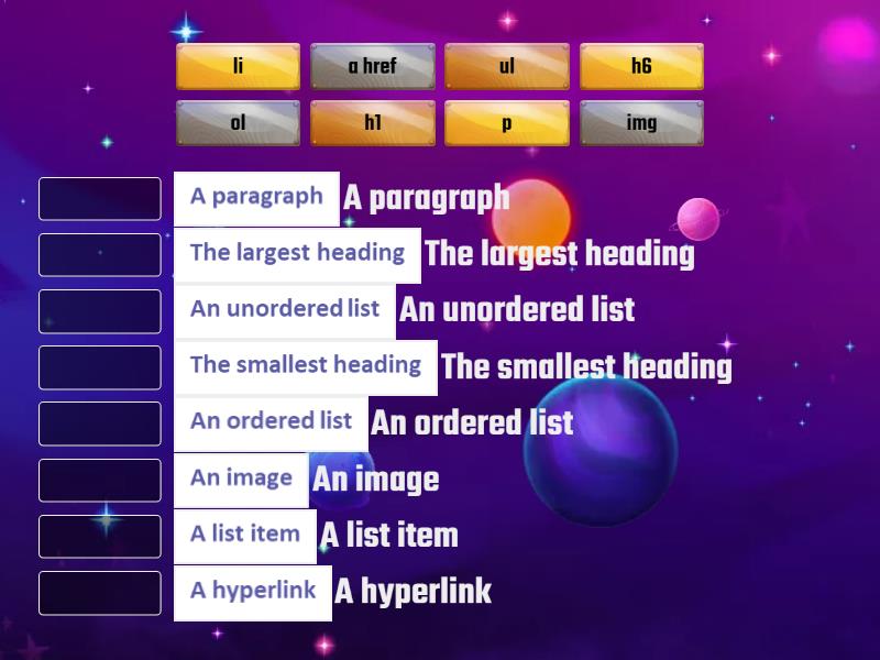 HTML Tags - Match up