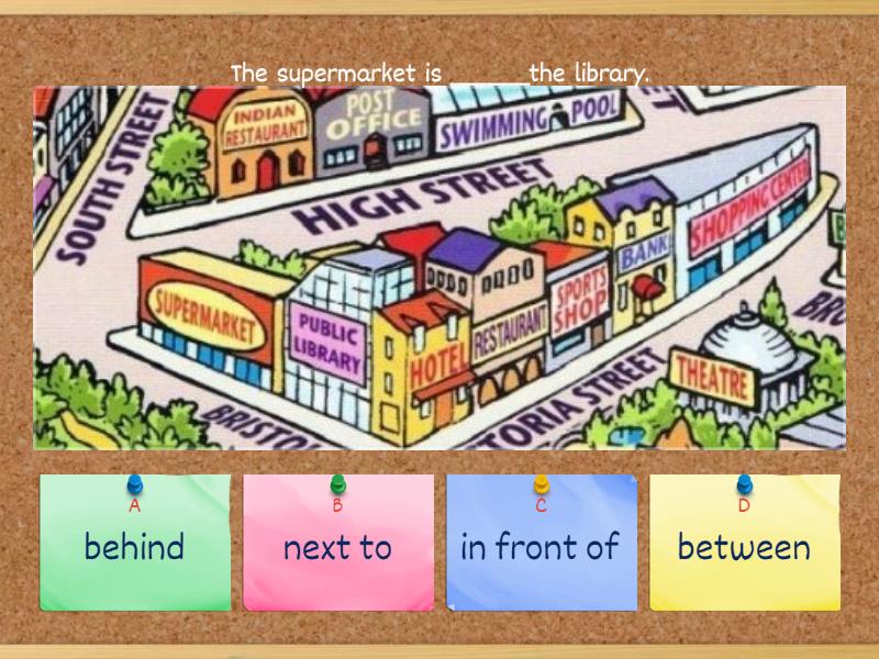 Prepositions of place. PLACES IN TOWN - Quiz