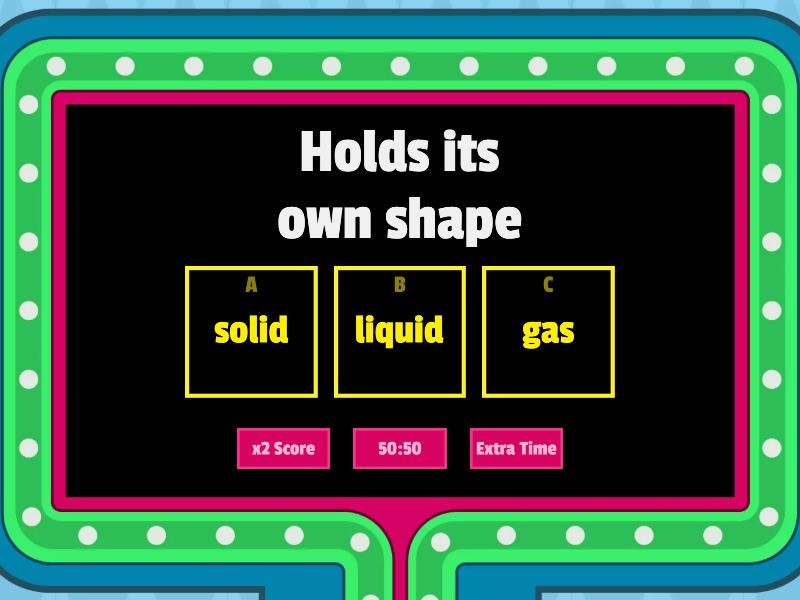 Chemistry Year 5 Properties of solids, liquids and gases - Gameshow quiz
