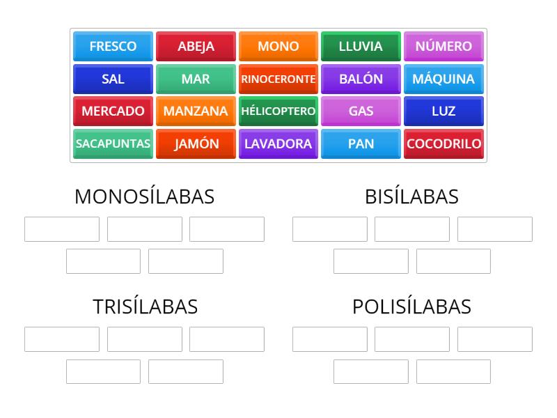 CLASIFICACIÓN DE SÍLABAS - Group sort