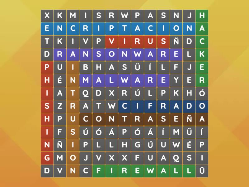 Sopa de letras sobre terminos de ciberseguridad - Wordsearch