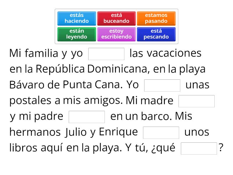 Práctica con el presente progresivo - Complete the sentence