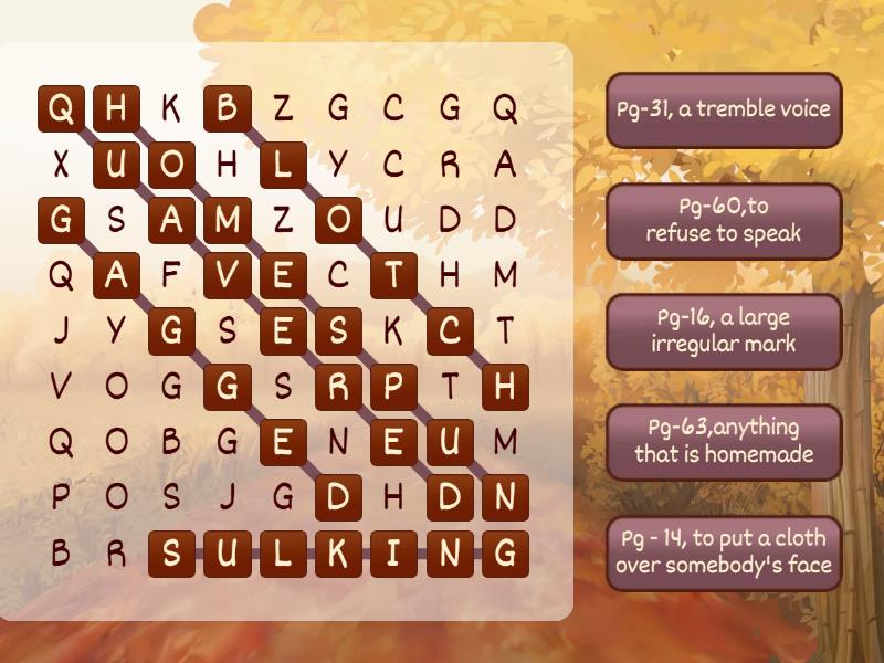 novel study class 8A Group 3 Word Wizard - Wordsearch