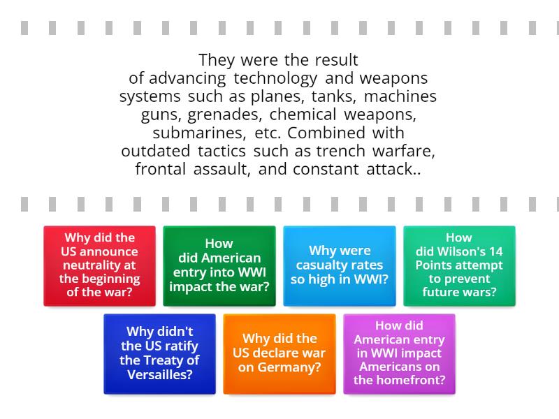 WWI Main Idea Questions - Find the match