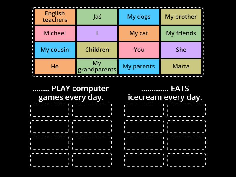 PRESENT SIMPLE - S or not S - Group sort