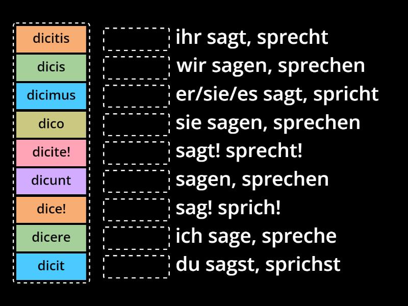 Lektion 016 Verben konsonantische Konjugation dicere - Match up