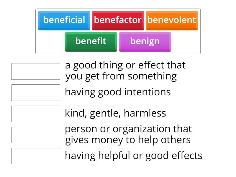 (6) -bene- words - Match up