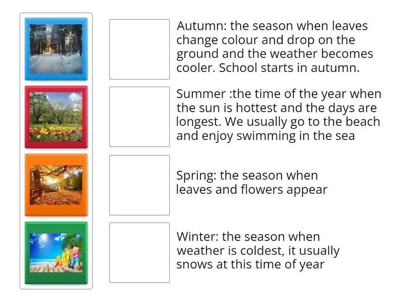 seasons matching activity - Match up