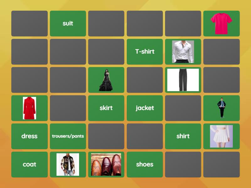 Vocabulary - CLOTHES (A1/A2) - Matching pairs