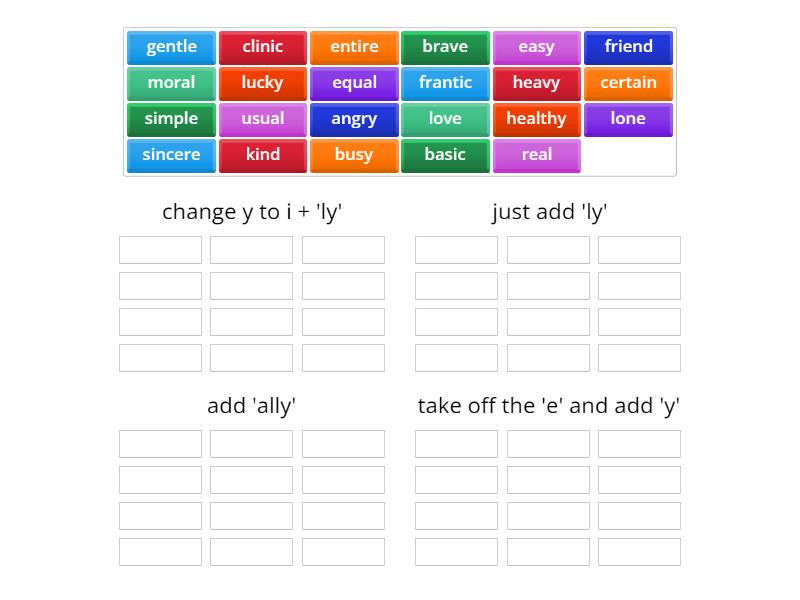 Adding 'ly' Nessy Lesson 89 - Group sort