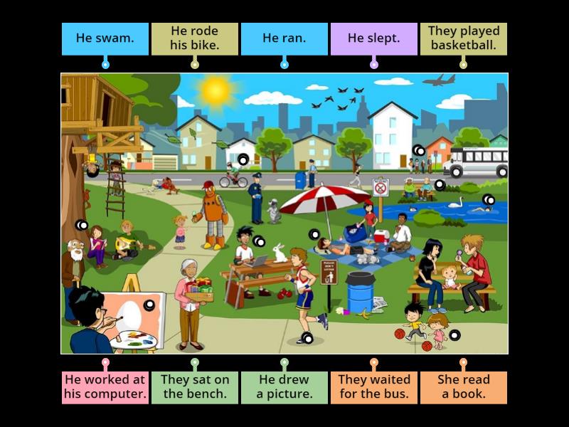 Past Simple matching - Labelled diagram