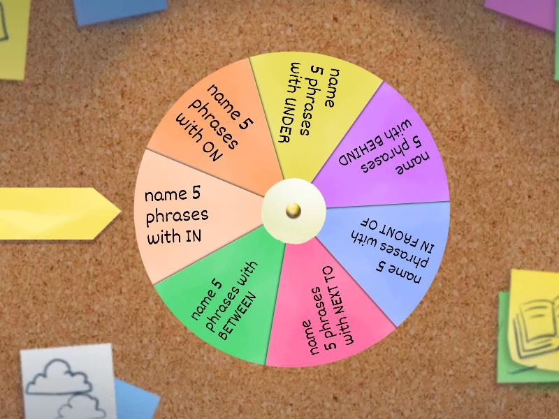 Grade 3 Prepositions of place Speak - Spin the wheel