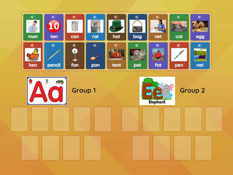 Academy Stars 1 - Unit 1 - Lesson 5 - A and E - Group sort