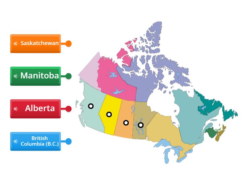 Label a map of the Western Canadian provinces - Diagrama con etiquetas
