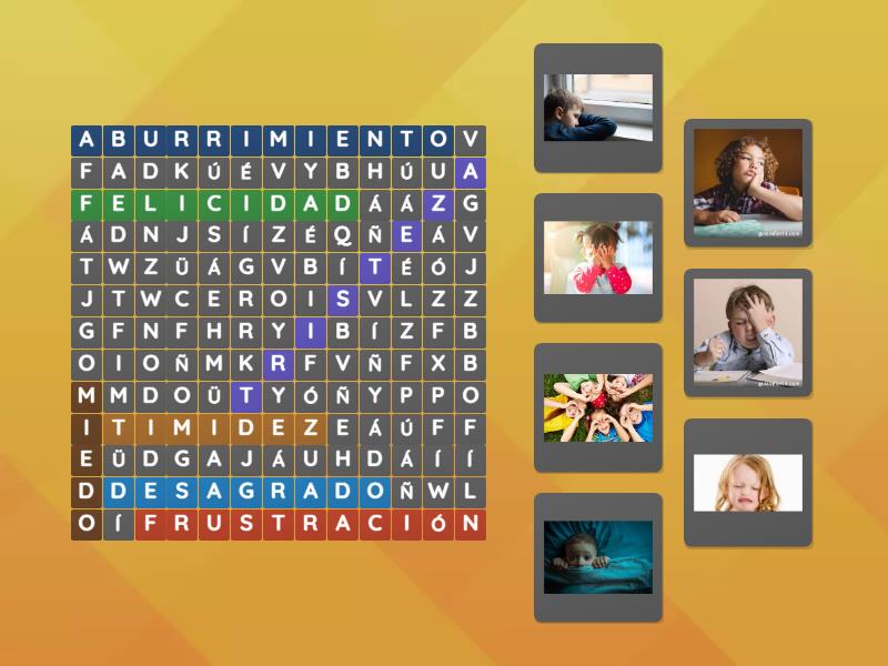 Sopa de letras "Estados de animo" - Wordsearch