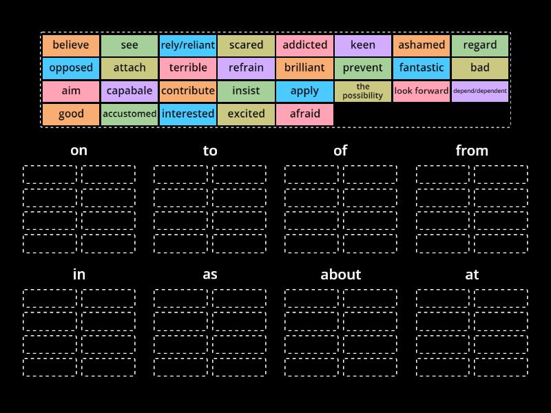 Dependent prepositions 1 - Group sort