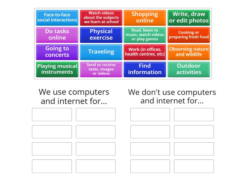 What do we use computers for? - Group sort