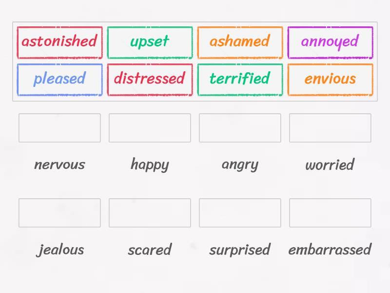OET B1 unit 2 feelings and emotions synonyms - Match up