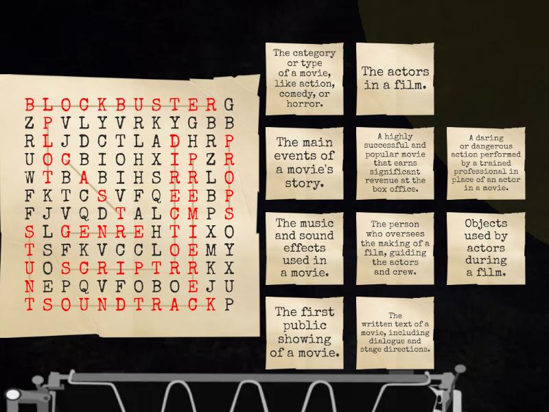 CINEMA VOCABULARY - Sopa de letras