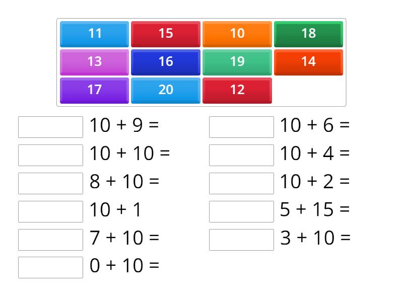 Addition (up to 20) - Match up
