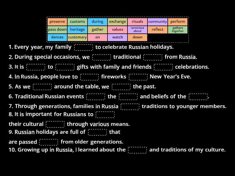 Russia. Culture1 - Complete the sentence