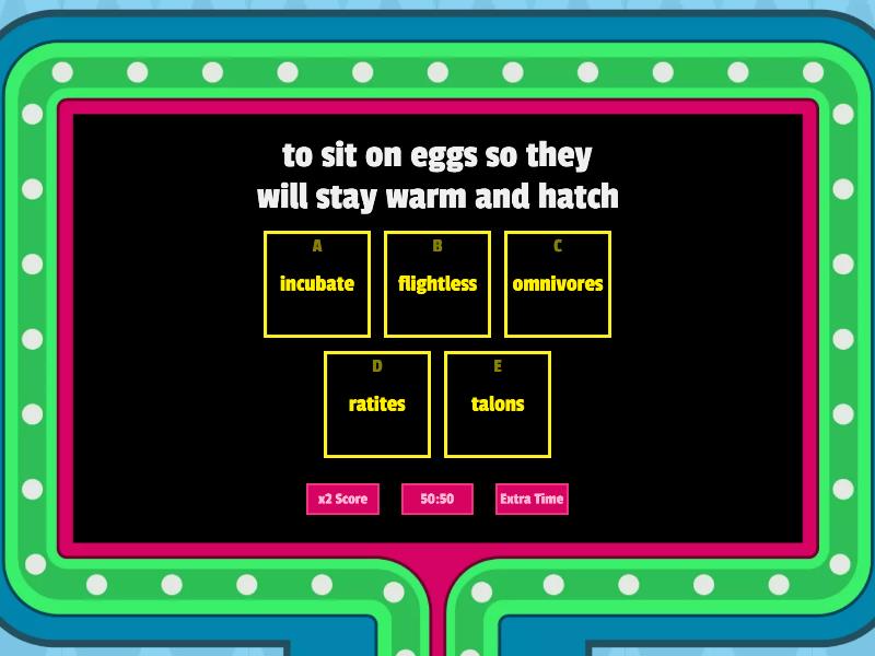 Emu Vocabulary Game - Gameshow quiz
