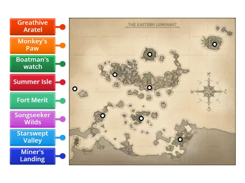 Deepwoken Eastern Luminant Map Quiz - Diagrama con etiquetas