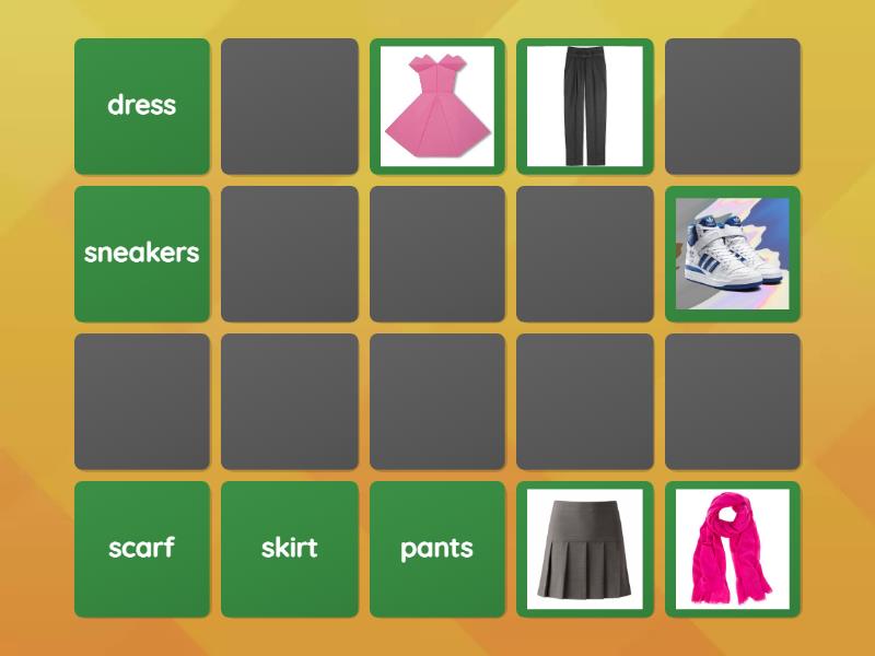 Clothes and acessories - Memory game - Parejas