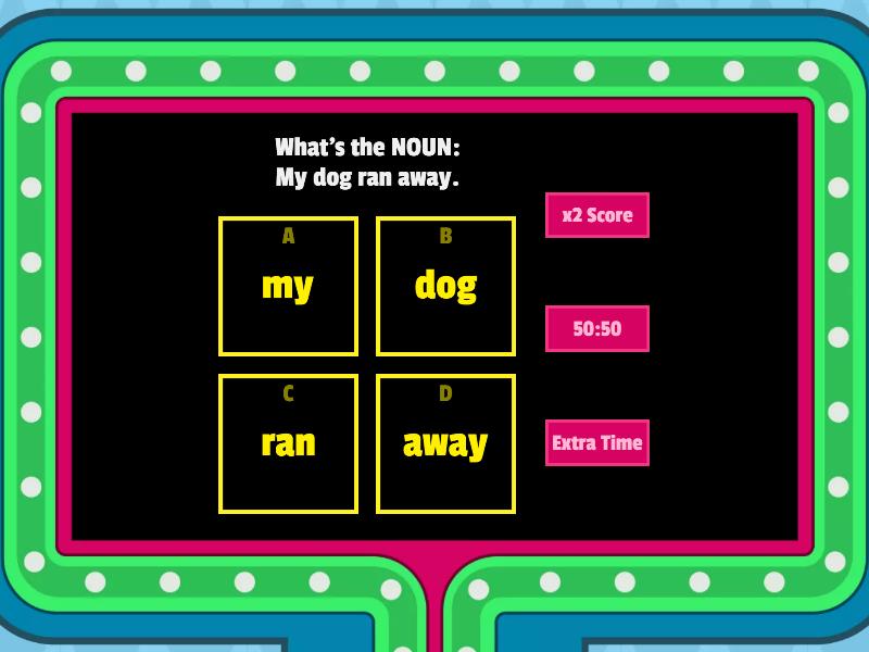 Identify nouns and adjectives - Gameshow quiz