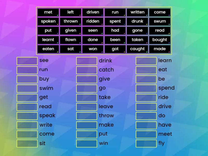 Past participle irregular verbs - Une las parejas