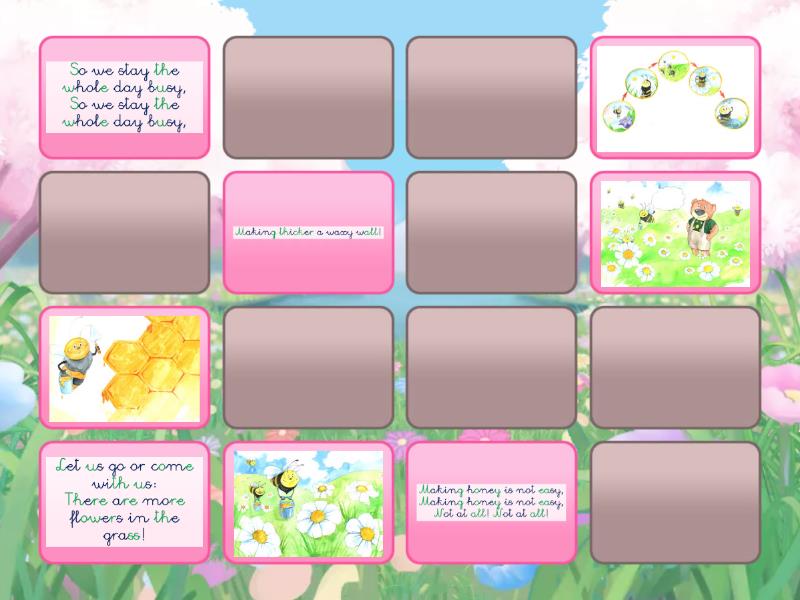 Clumsy. The bees' song. Memory game - Matching pairs