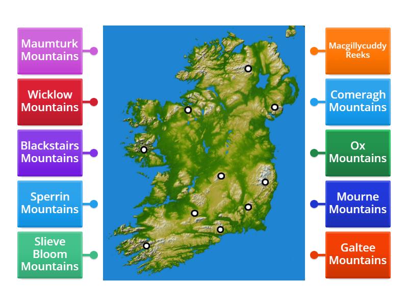 Mountains of Ireland Map - Labelled diagram