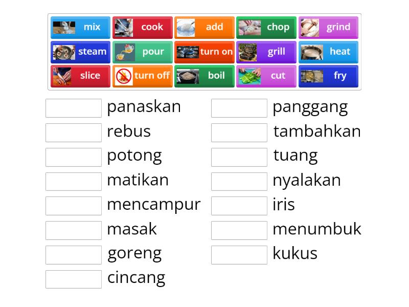 ACTION VERBS OF PROCEDURE TEXT - Match up