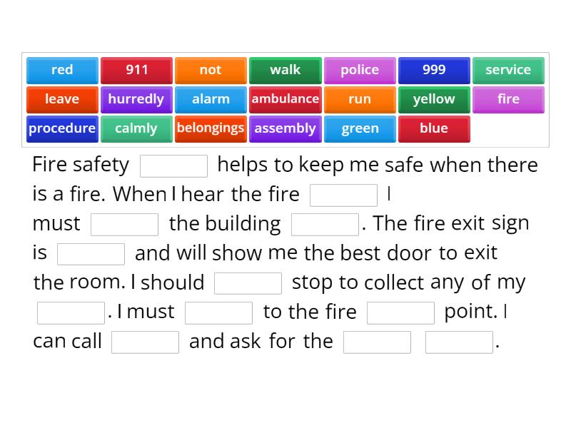Fire Safety Procedure - Complete the sentence