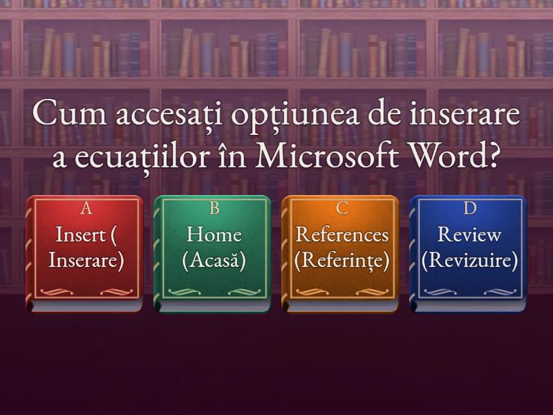 Inserarea formulelor în MS Word - Chestionar