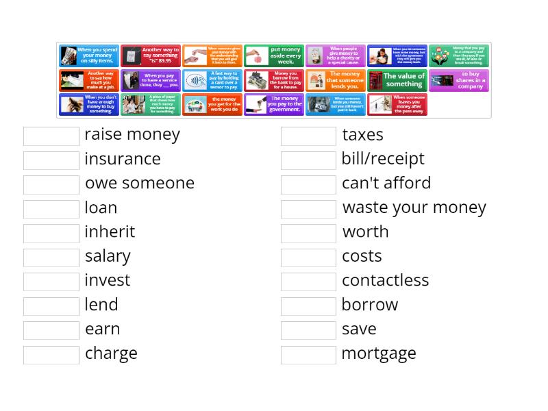 UNIT 2A-SPENDING MONEY - Une las parejas