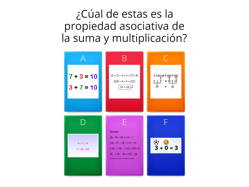 Propiedades de la suma, resta, división y multiplicación - Quiz