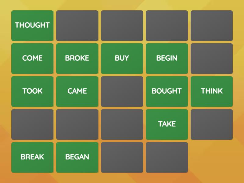 MEMORY GAME Past simple Irregular Verbs - Matching pairs
