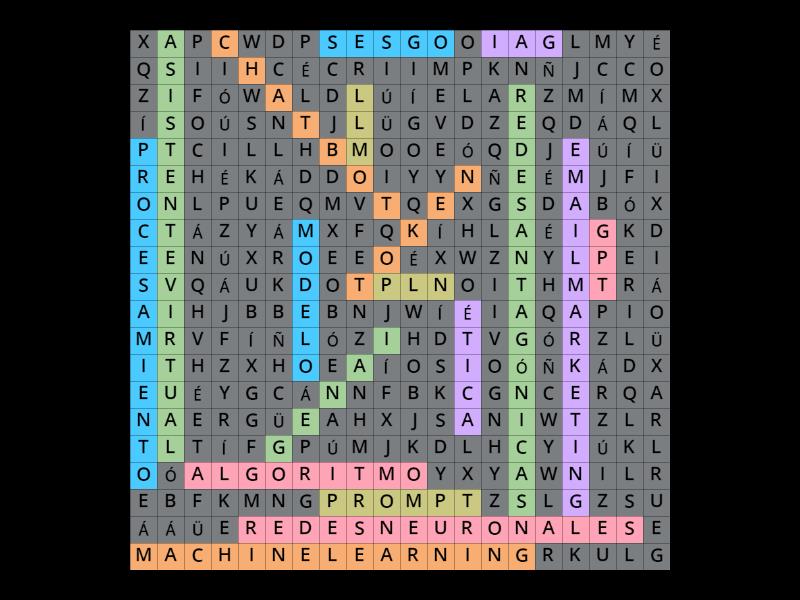 Sopa de Letras sobre inteligencia artificial - Wordsearch