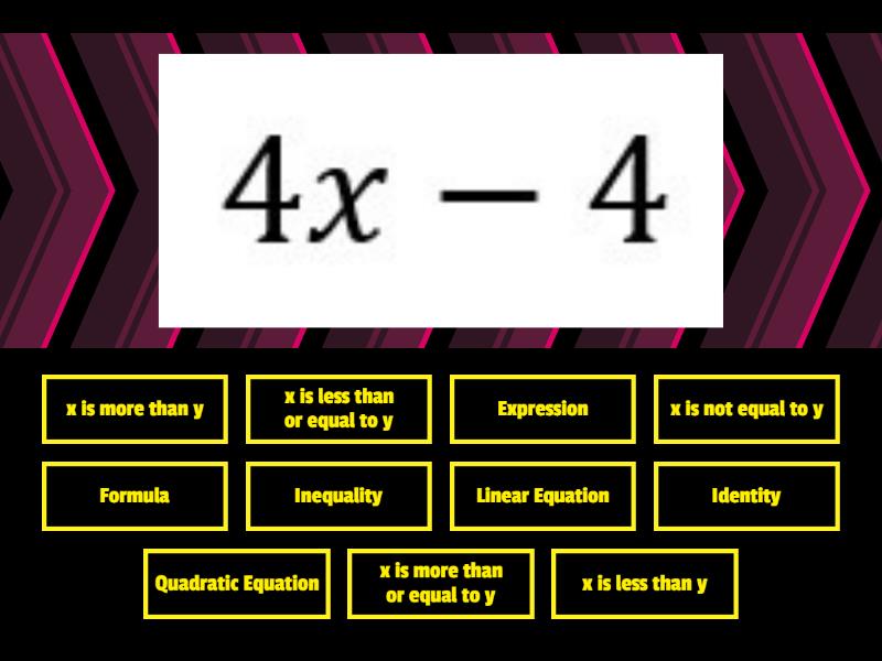 Algebra Vocabulary Match - Find the match