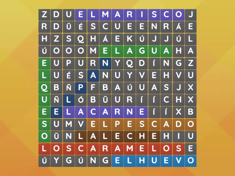 la comida - Sopa de letras