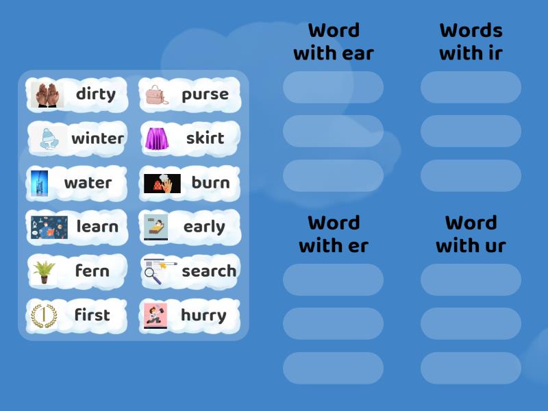 Words with Ûr sounds (er/ear/ir/ur) - Group sort